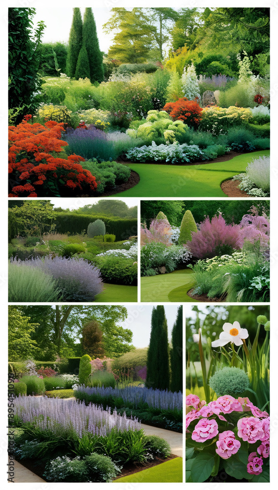 English garden style landscape design model Stock Photo | Adobe Stock