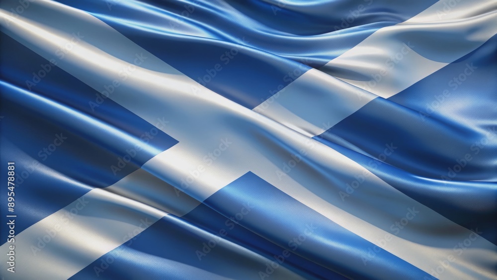 Silk flag of Scotland waving gracefully in the wind, Scotland, flag ...