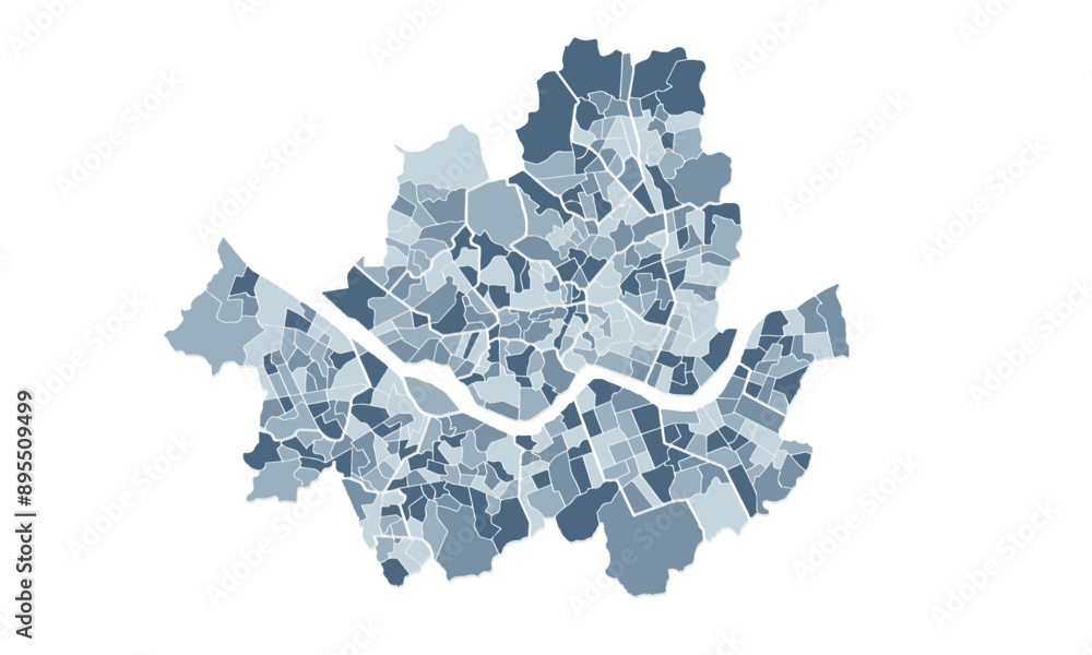Map of Seoul, south korea. Seoul district map.with individual colors ...