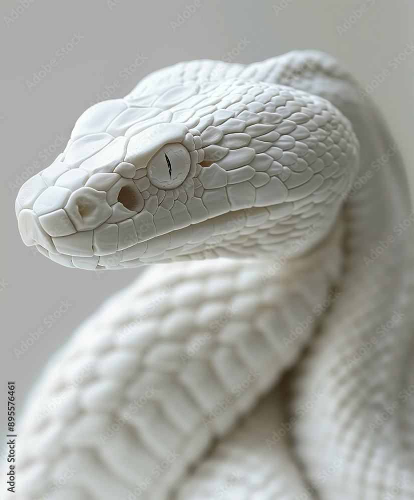 Detailed 3D Rendering of White Porcelain Snakes, Emphasizing Balanced ...