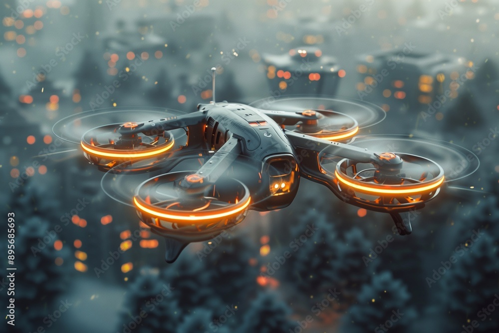 The drone is flying. Production of drones. The capabilities of drones ...