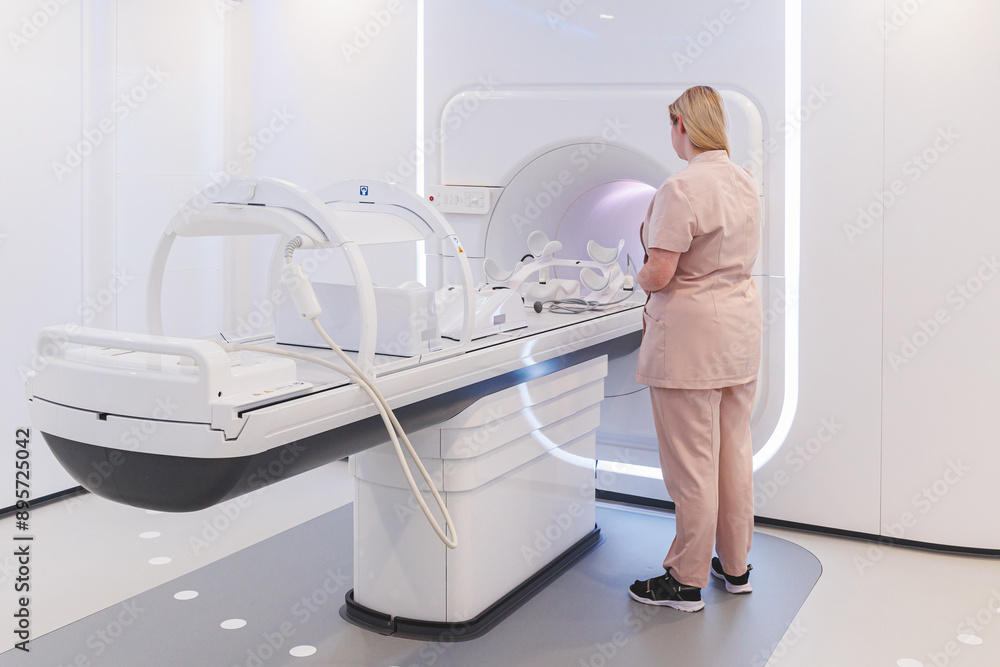 MR-Linac radiation therapy machine. Magnetic resonance imaging MRI ...