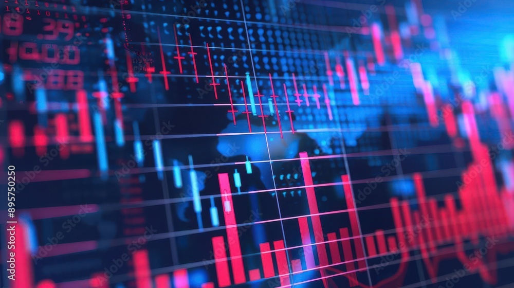 Economy graph displaying financial peaks and troughs, focusing on ...