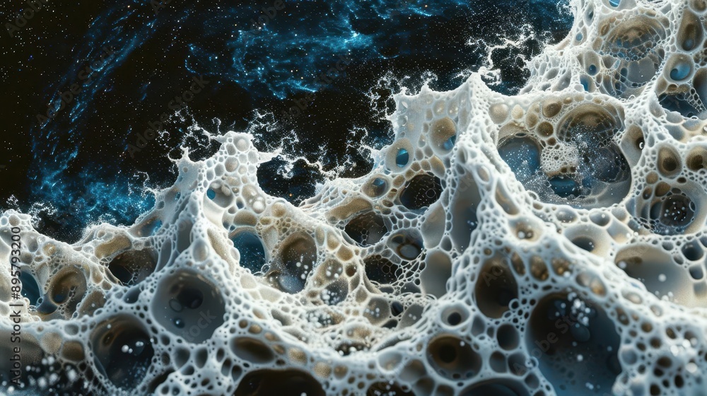 fractal milk splash forming intricate lace patterns suspended in zero ...