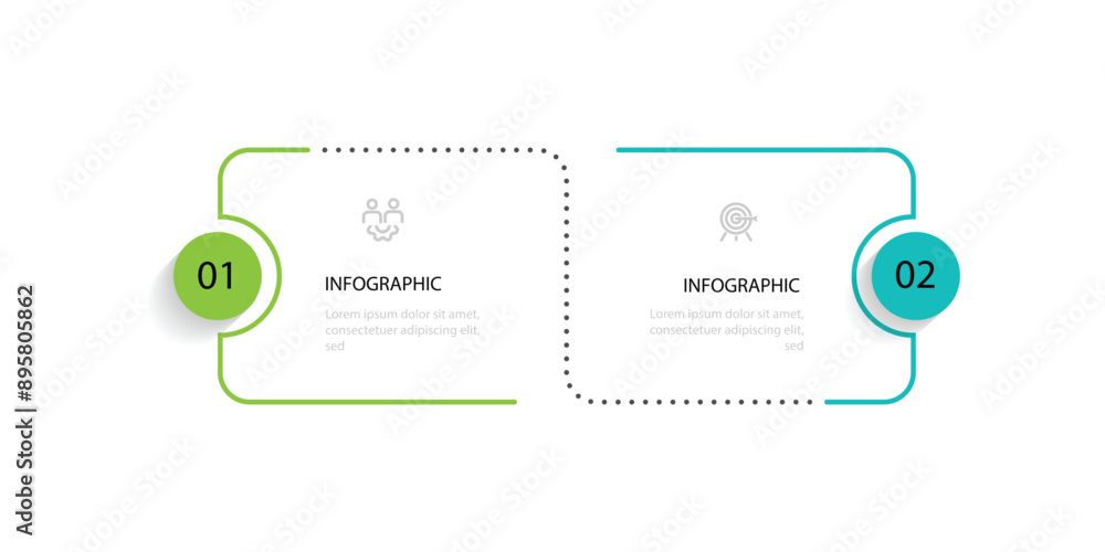 2 step line infographic template vector element Stock Vector | Adobe Stock
