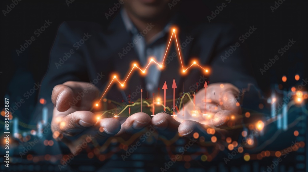 Stock profit power manipulation background image.Businessman control ...