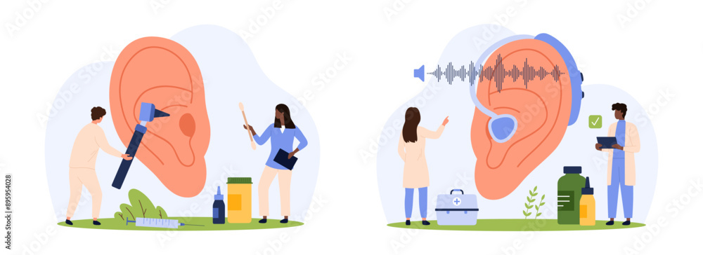 Ear health check on otolaryngologist and audiologist examination ...