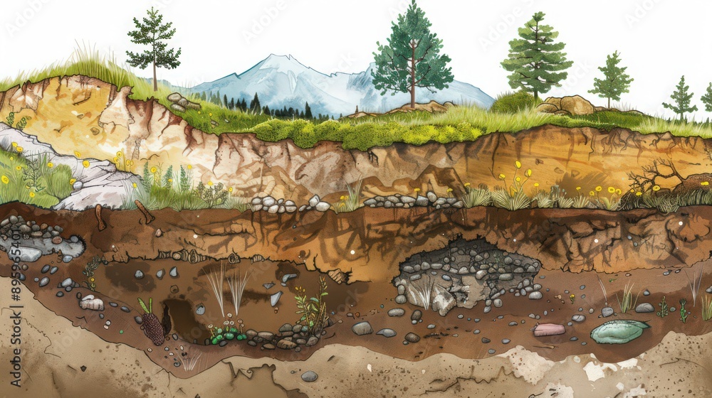 Diagram of a sediment analysis, illustrating how archaeologists study ...