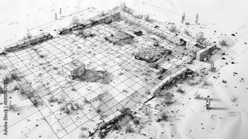 Diagram of an archaeological grid layout, illustrating how sites are ...