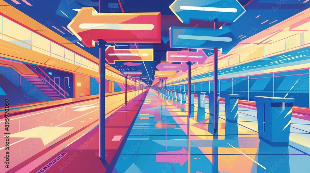 Illustrate a collection of directional arrow signs for a convention ...