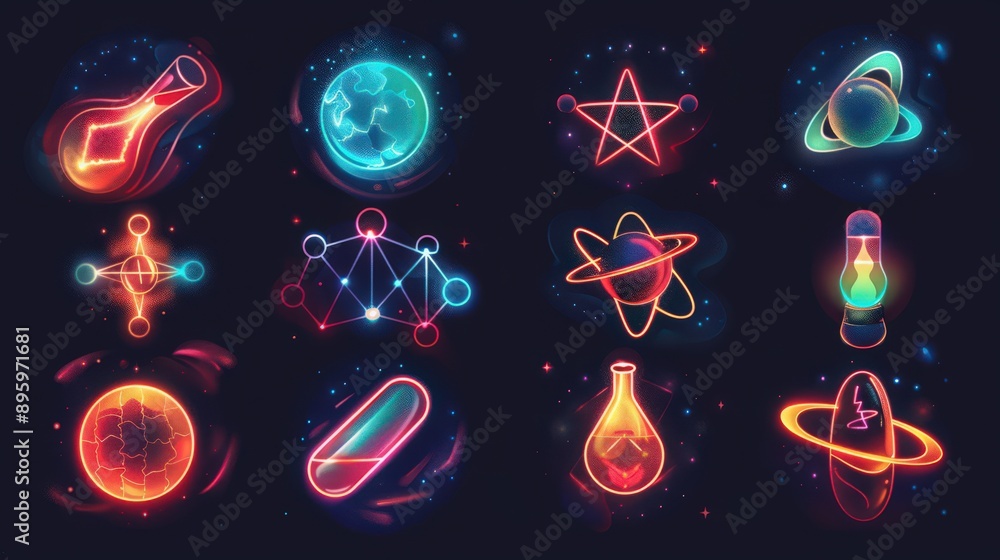 Illustrate a collection of symbols for thermodynamics, including ...