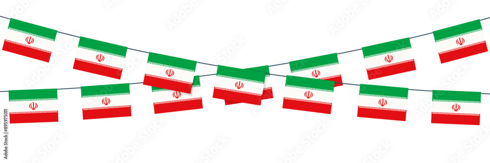 Iran bunting flag with on white background. Garland for celebration ...