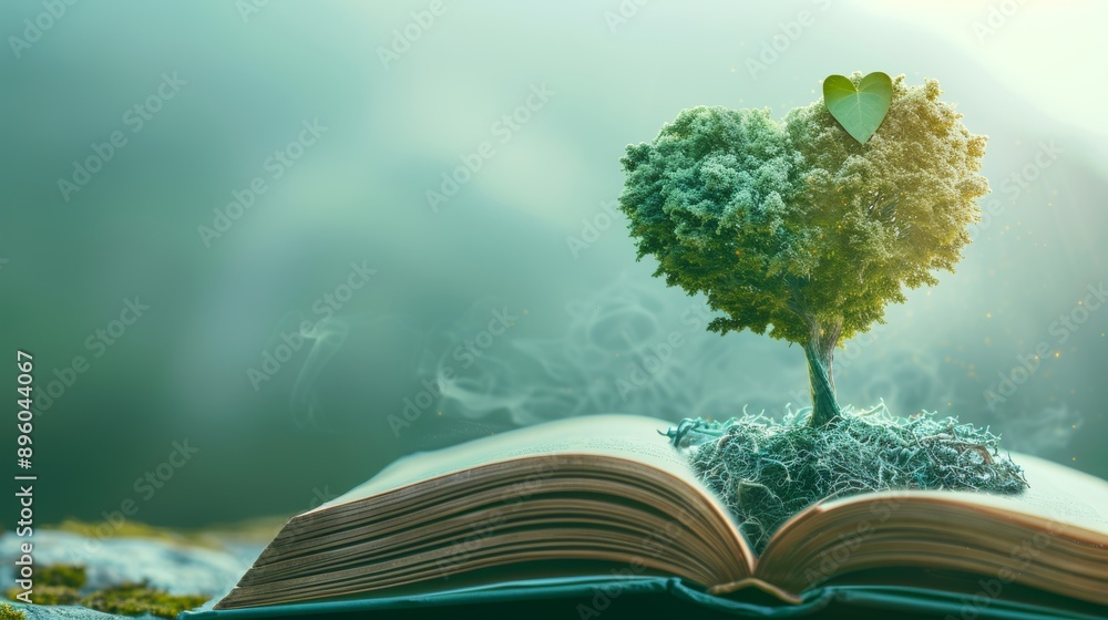 Symbolic Tree Growing from a Heart and Open Book Representing Legacy ...