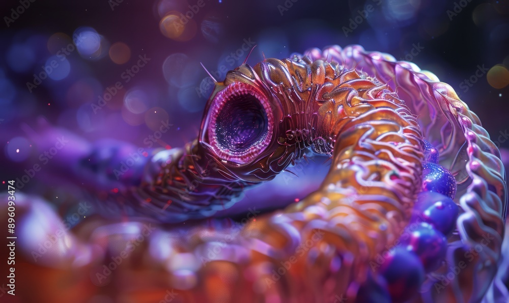 Microscopic image of nematode worm anatomy, showcasing microscopic ...