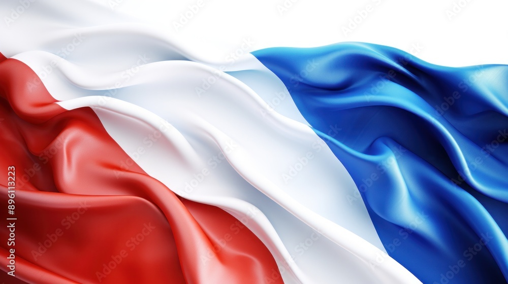 The French flag, with its tricolor of blue, white, and red, waving ...