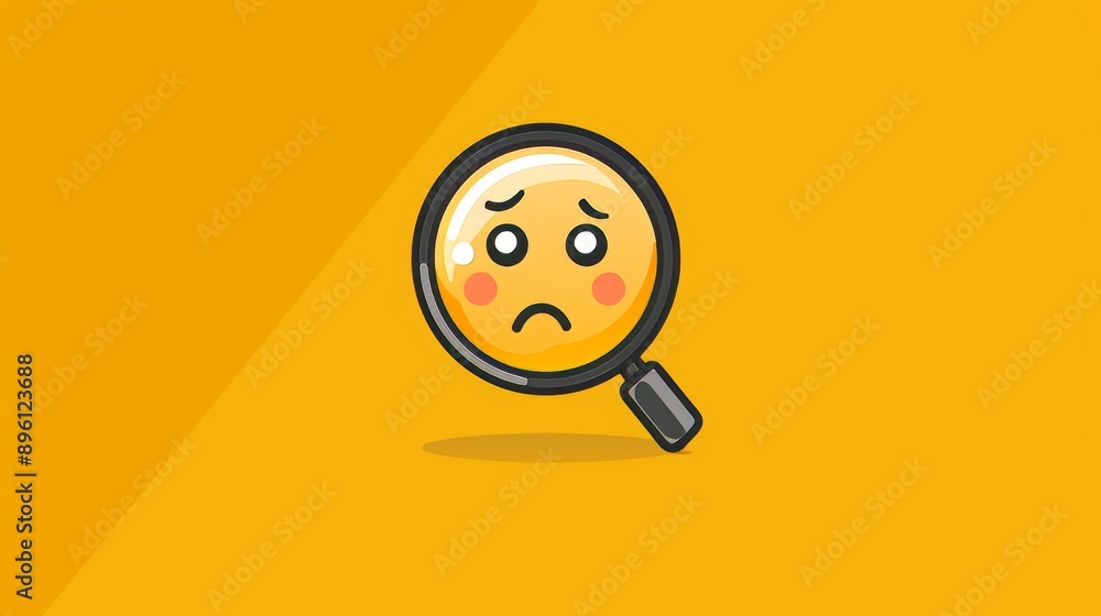 Icon of a face showing emotions with a magnifying glass in hand, used ...