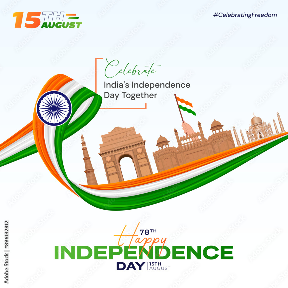 15th August Indian Independence Day 78th Celebration Stock Vector ...