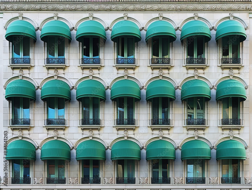 Foto de Stock Detalle arquitectónico de una fachada simétrica con ...