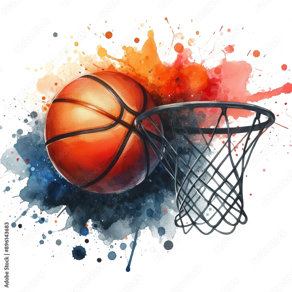 Basketball watercolor vector illustration, effect background Beautiful ...