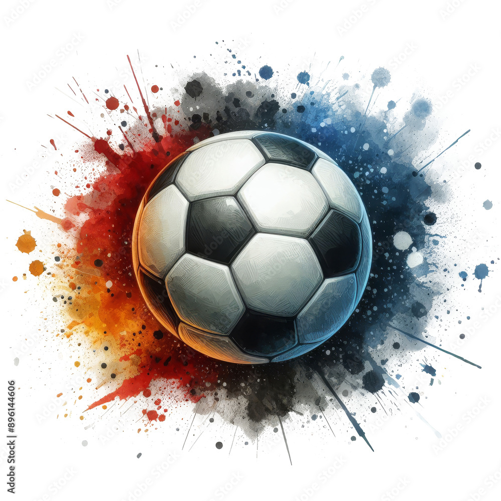 Soccer ball watercolor vector illustration, effect background Beautiful ...