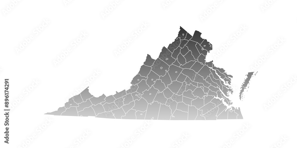 Ilustración de Stock Virginia administrative map. counties map of ...