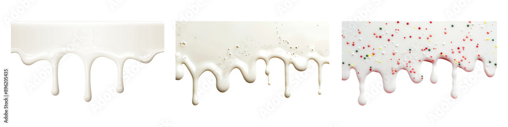 Melting milk border png cut out element set Stock Photo | Adobe Stock
