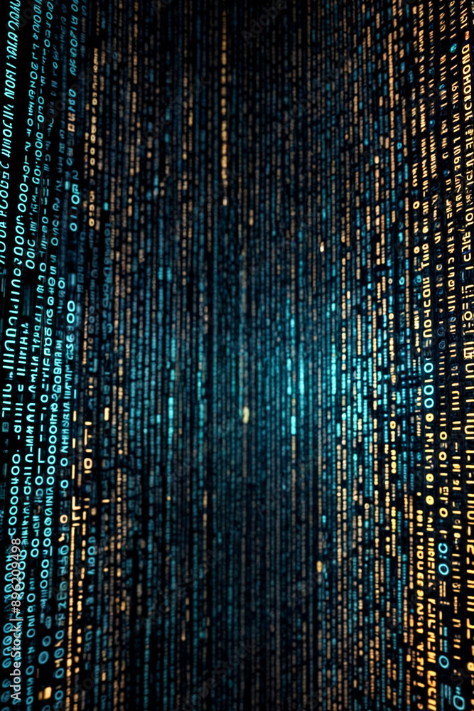 Abstract futuristic cyberspace with binary code, digital matrix background. Digital cyberspace ...
