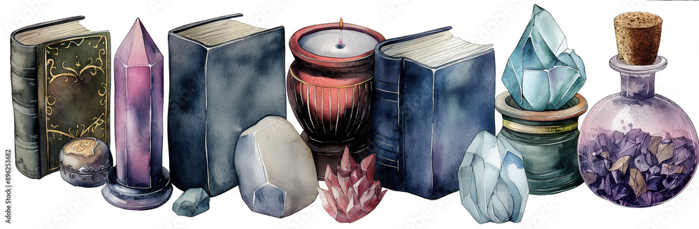 vintage watercolor painting artwork, Magical object fiction fantasy ...