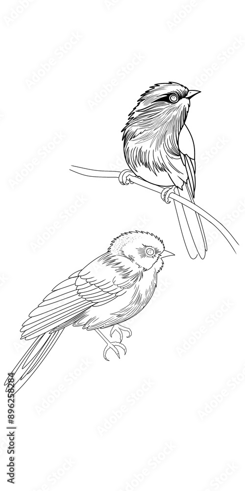 Set Line Clip Art Birds coloring book page various illustration cute ...
