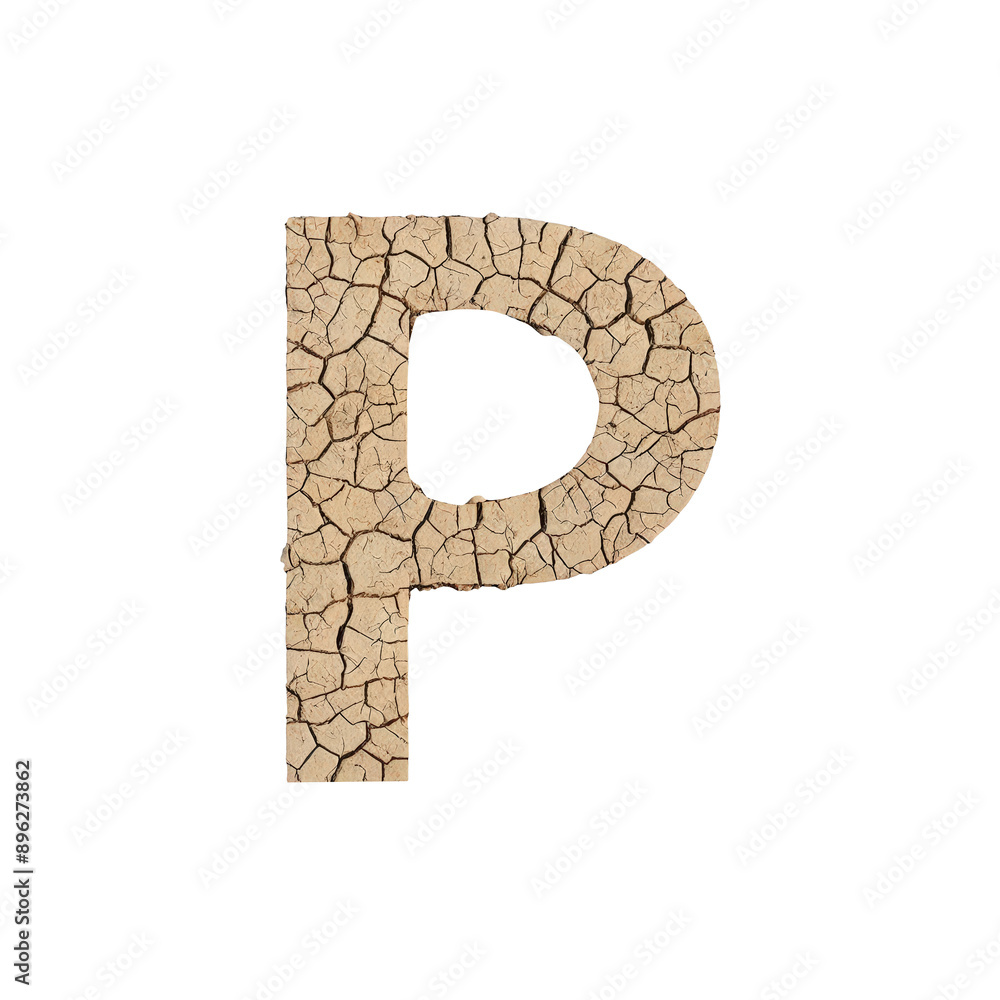 Letter P. Nature Inspired Cracked Earth dried out soil Artstyle ...