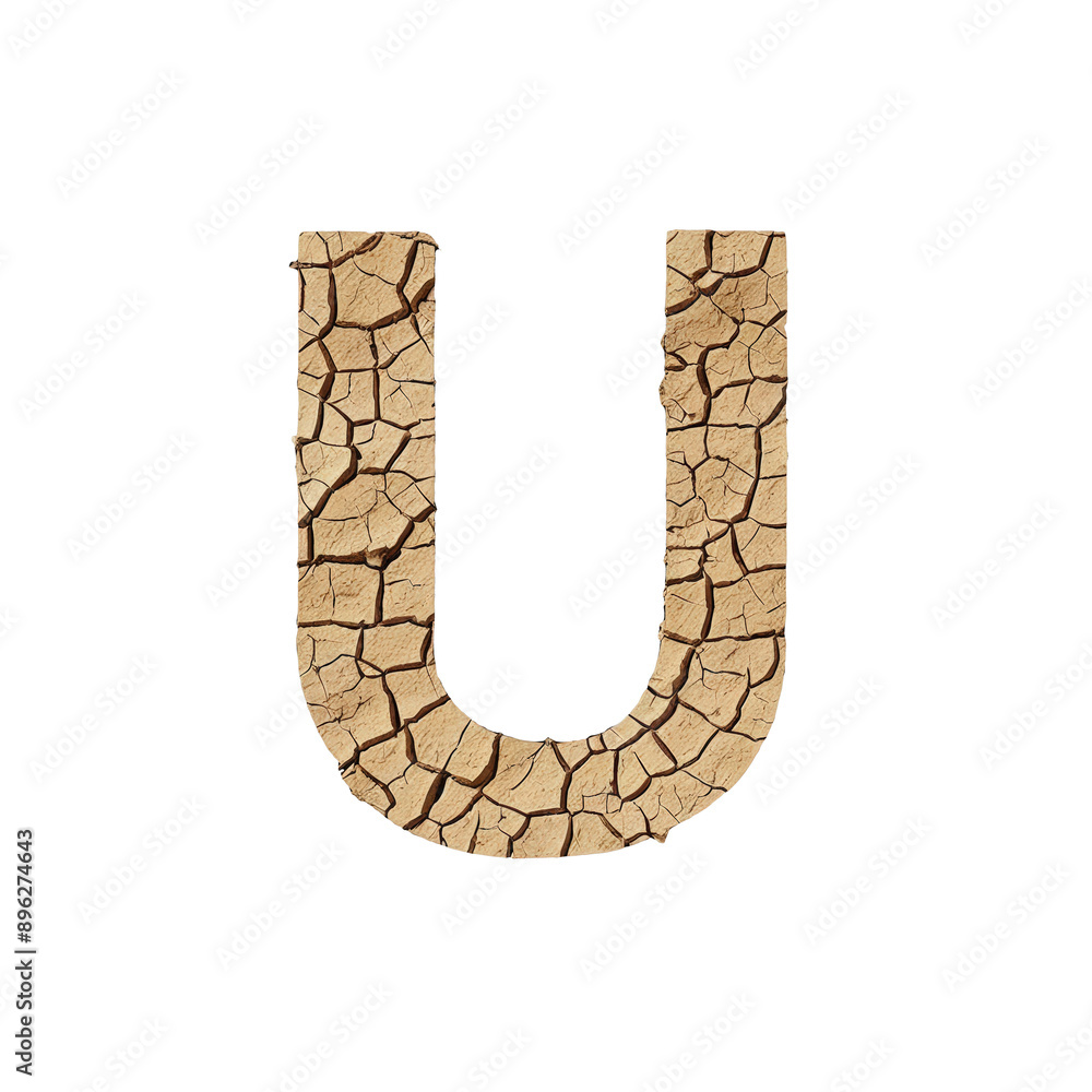 Letter U. Nature Inspired Cracked Earth dried out soil Artstyle ...