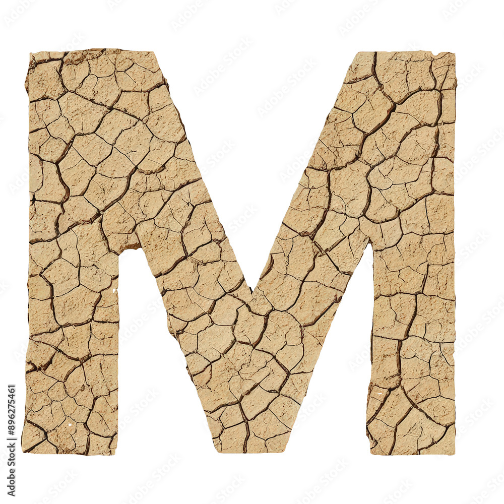 Letter M. Nature Inspired Cracked Earth dried out soil Artstyle ...
