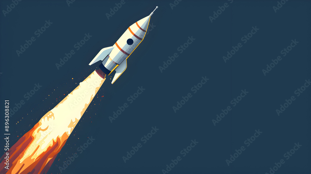 Space Rocket Launch: A rocket launching into space with a trail of ...