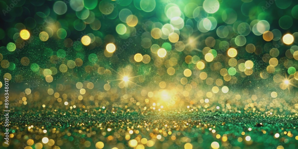 Emerald Green and Gold Glitter Background with Bokeh Lights, bokeh, sparkle, glitter, background ...