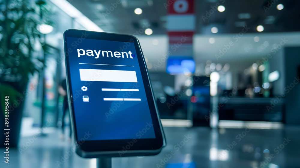 Futuristic mobile payment interface with holographic elements ...