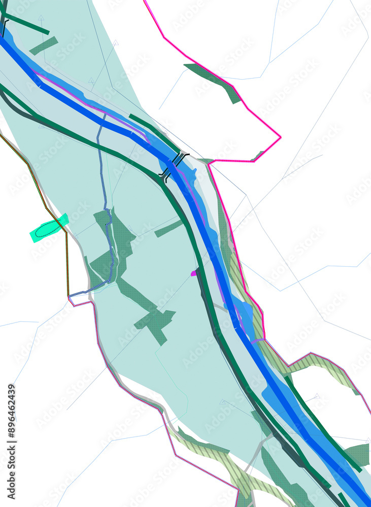 General Urban Plan with urban destinations, roads, buildable areas and ...