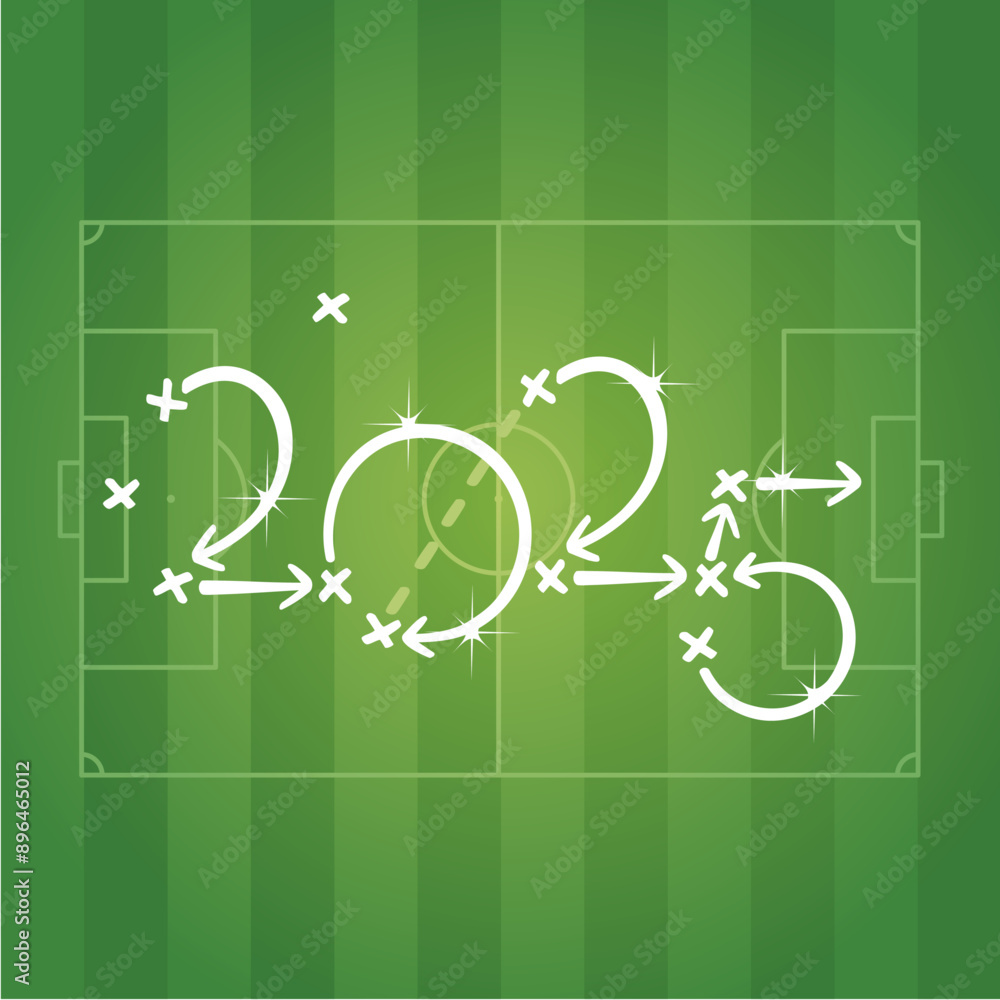 2025 New Year Soccer competition strategy, white arrows, green field of ...
