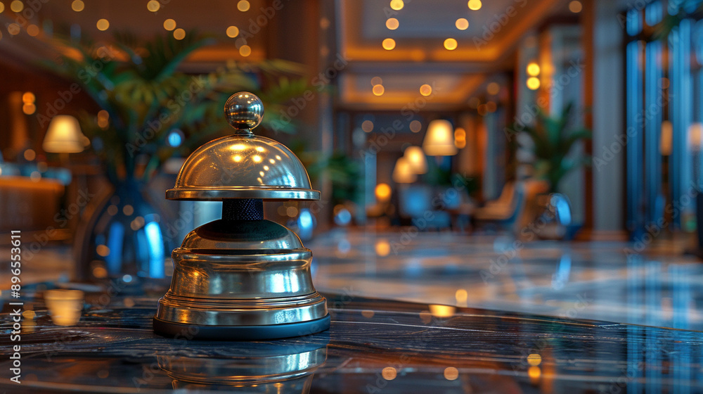 hotel call bell placed on a reception desk, with space on the side for ...