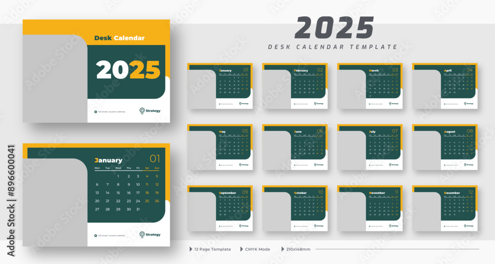 Desk calendar 2025 planner template, corporate desk calendar schedule ...
