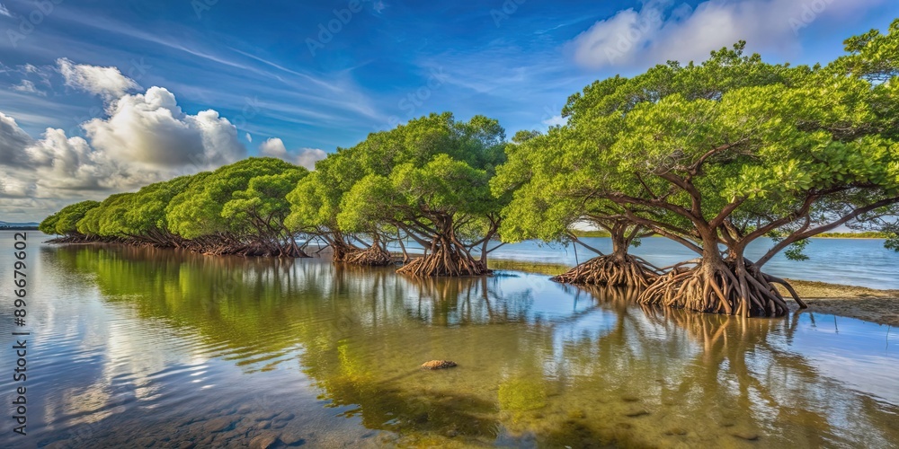 Red mangrove trees along the Kaiwi Shoreline Trail in East Honolulu ...