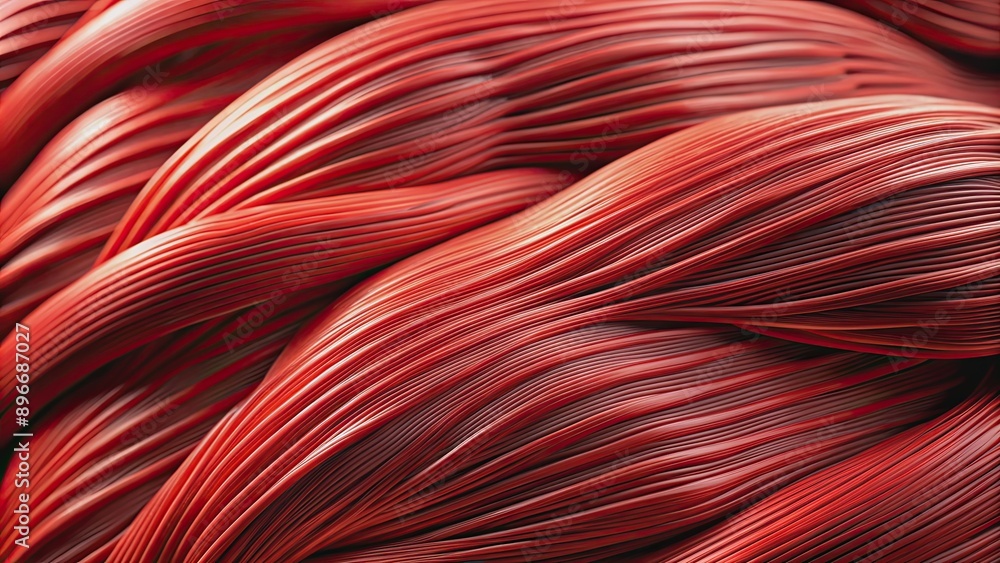 Detailed close-up of red muscular fibers, anatomy, muscle tissue ...