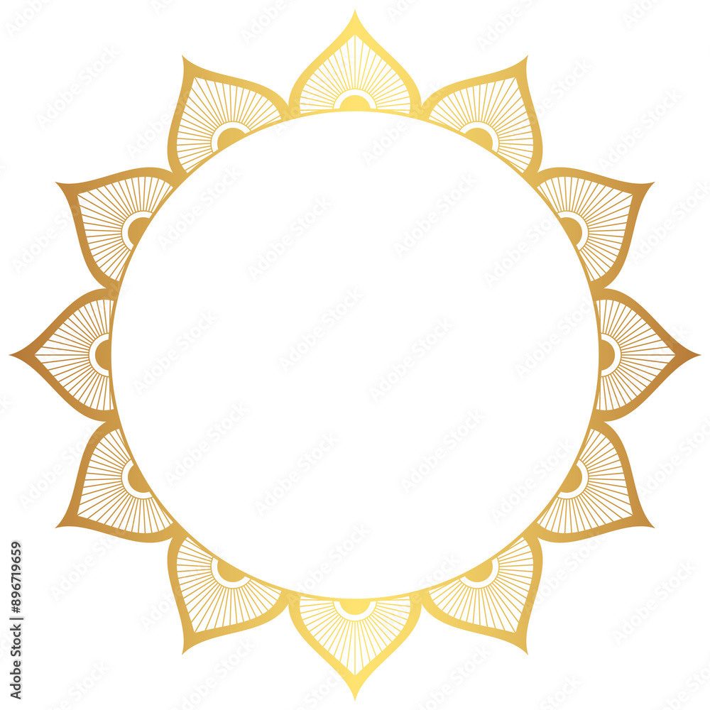 Indian flower mandala art with luxury golden circle frame transparent ...