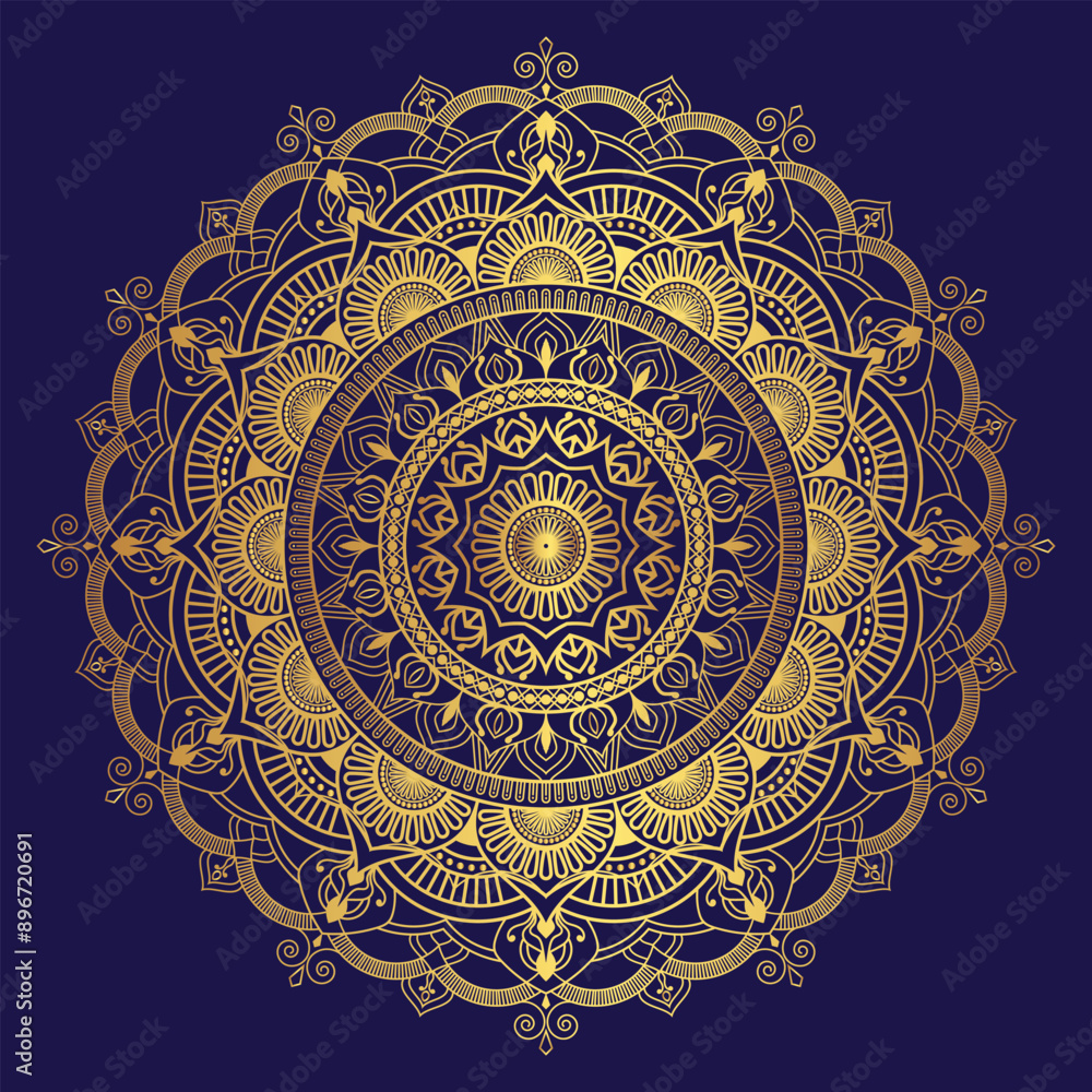 Indian flower mandala art with luxury golden circle frame transparent ...