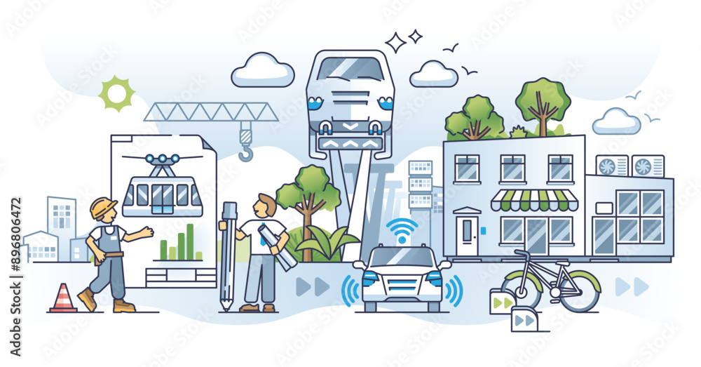 Future of urban transport with electric public transportation outline ...
