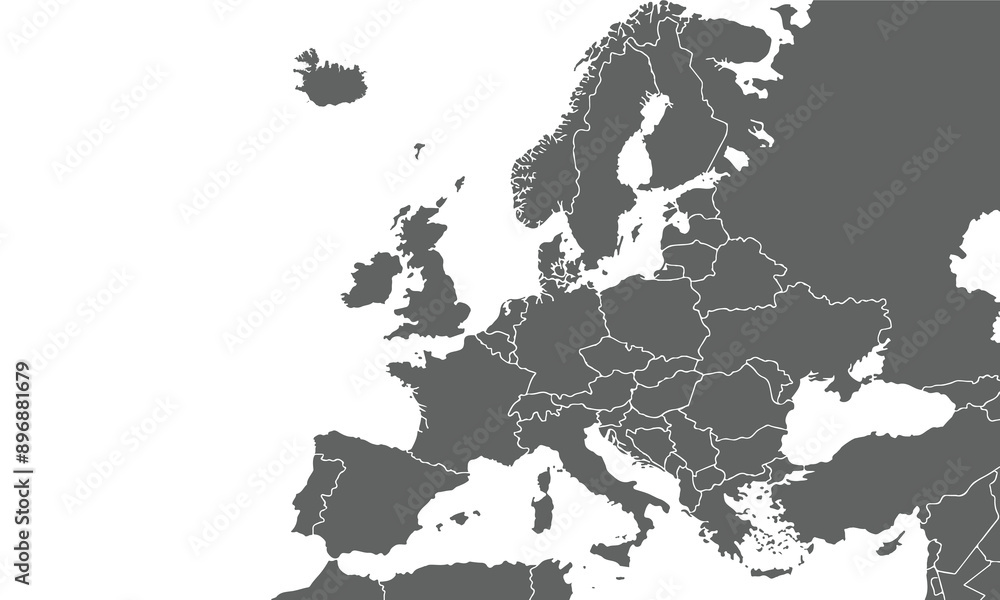 Political Map of Europe isolated on white background. for website ...