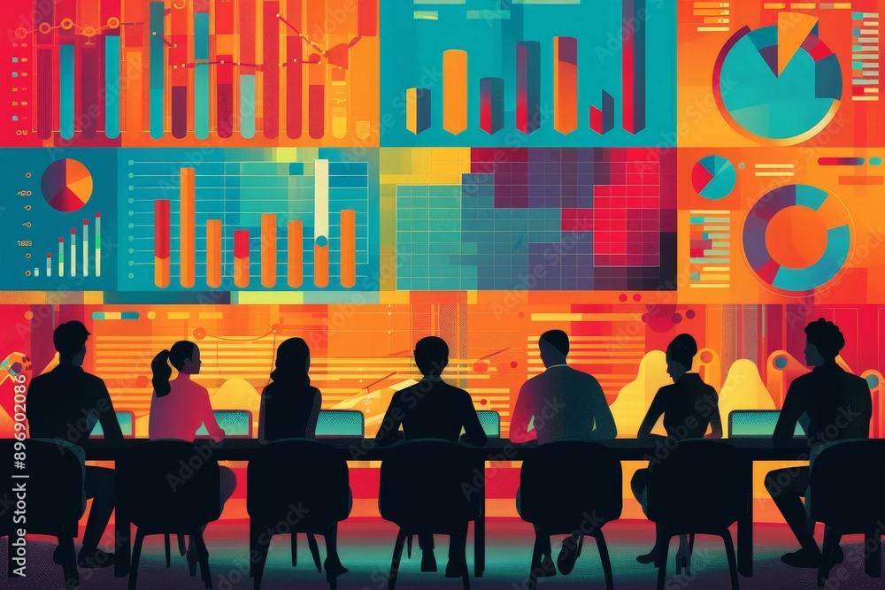 Strategic Meeting with Vibrant Data Visualizations and Digital ...