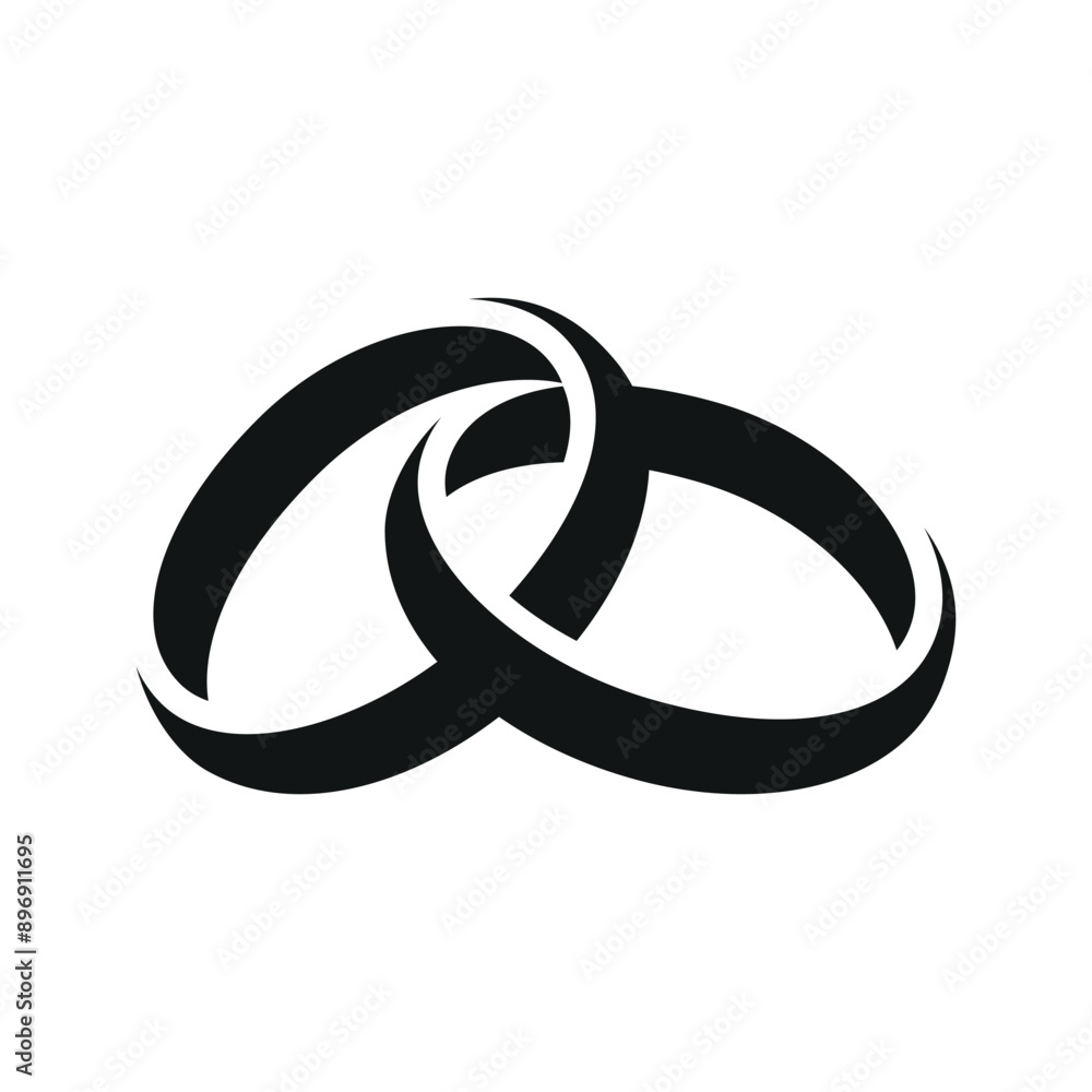 Wedding rings silhouette black. Vector drawing. Isolated white ...