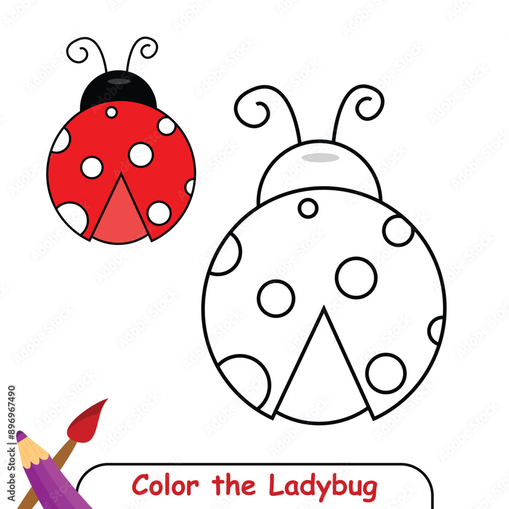 Color the ladybug drawing illustration. coloring book for kids. ladybug ...