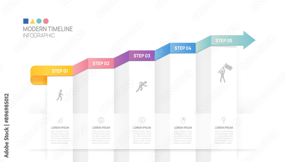 ladder Infographic 5 steps to success growth template. Business process ...