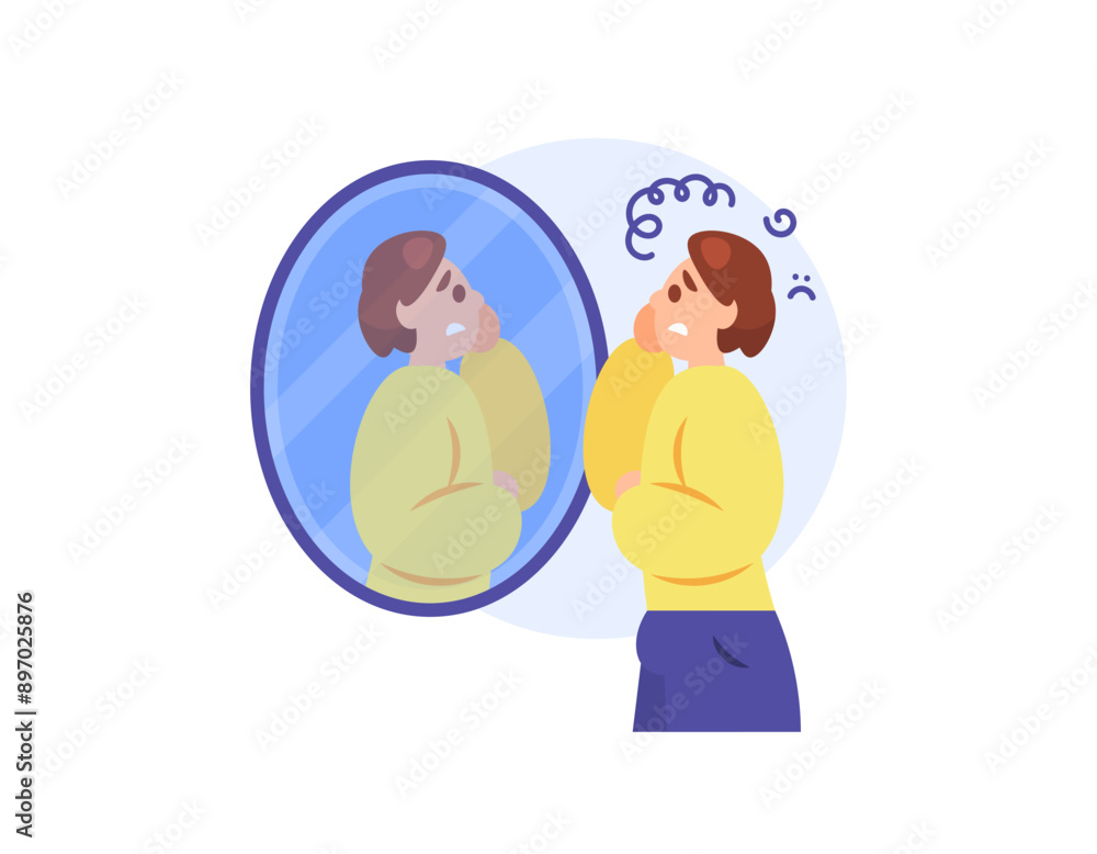 body dysmorphic disorder concept. excessive anxiety about weaknesses or ...